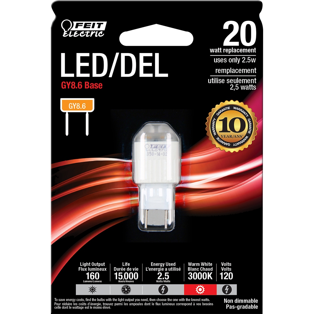 Feit Electric GY8.6 Base Security Non-Dimmable LED Light Bulb, 160 ...