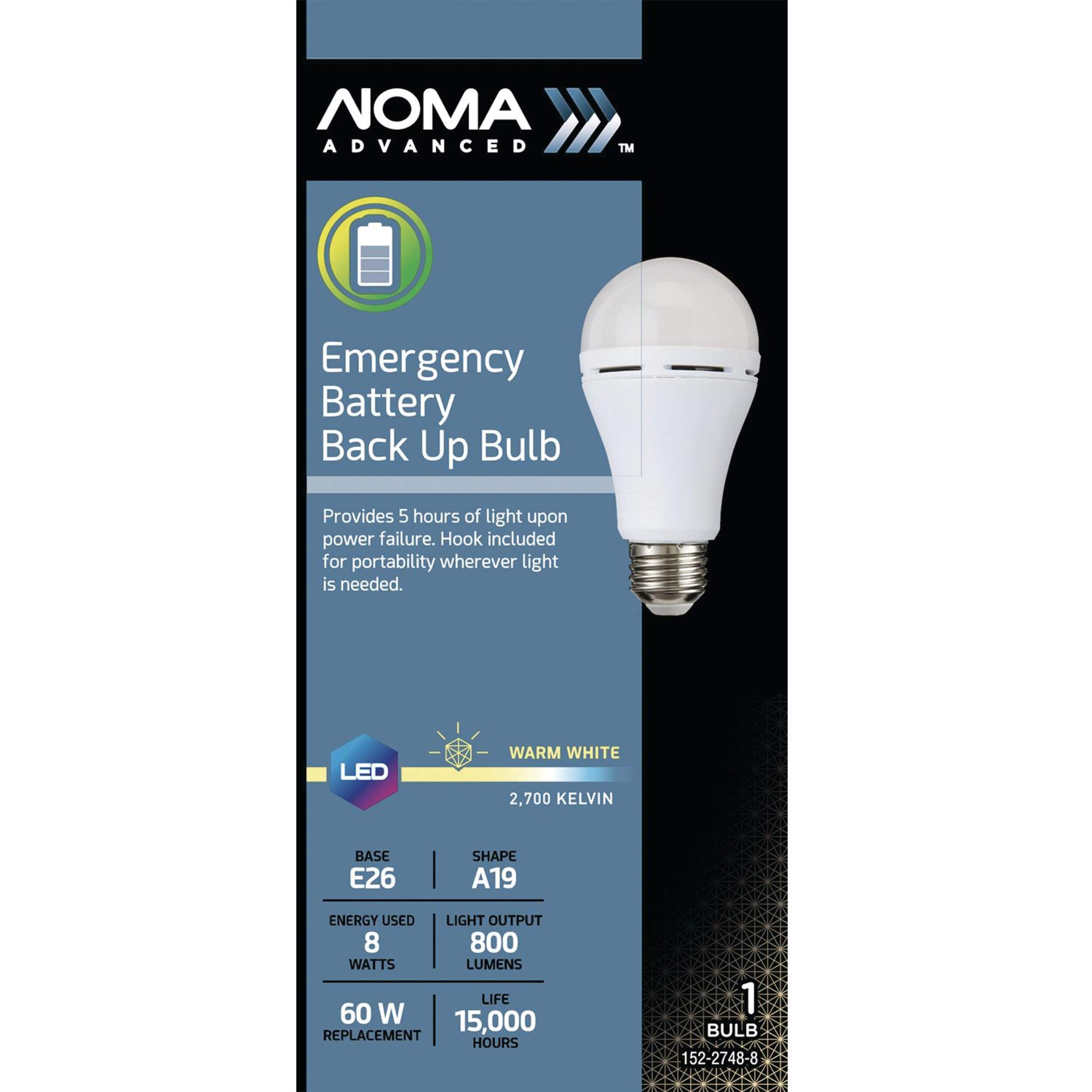 NOMA Advanced A19 E26 Base Non-Dimmable Emergency Battery Back Up Light | Canadian Tire