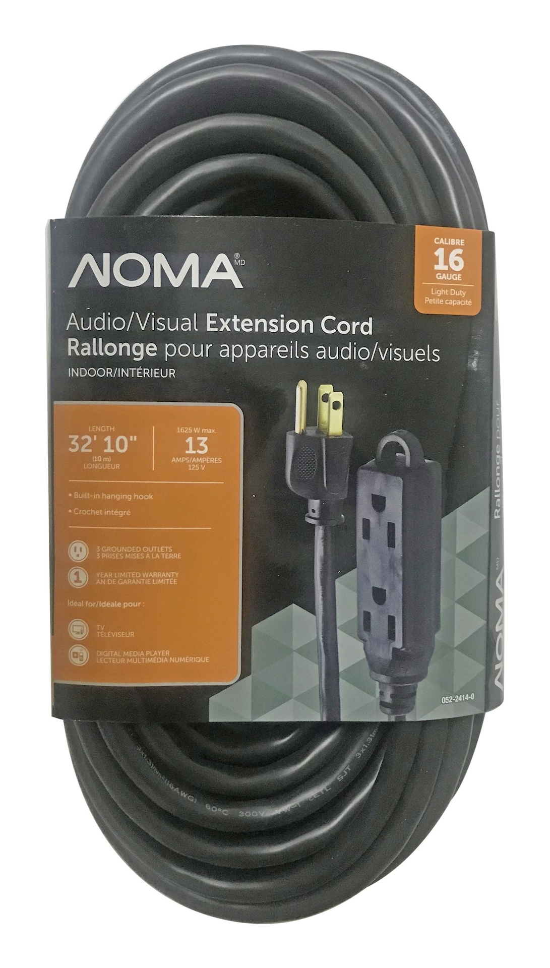 NOMA 32-ft 10-in 16/3 Light Duty Extension Cord with 3 Grounded Outlets ...
