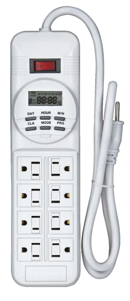 NOMA 8-Outlet Power Bar with 7-Day Programmable Digital Timer, White ...