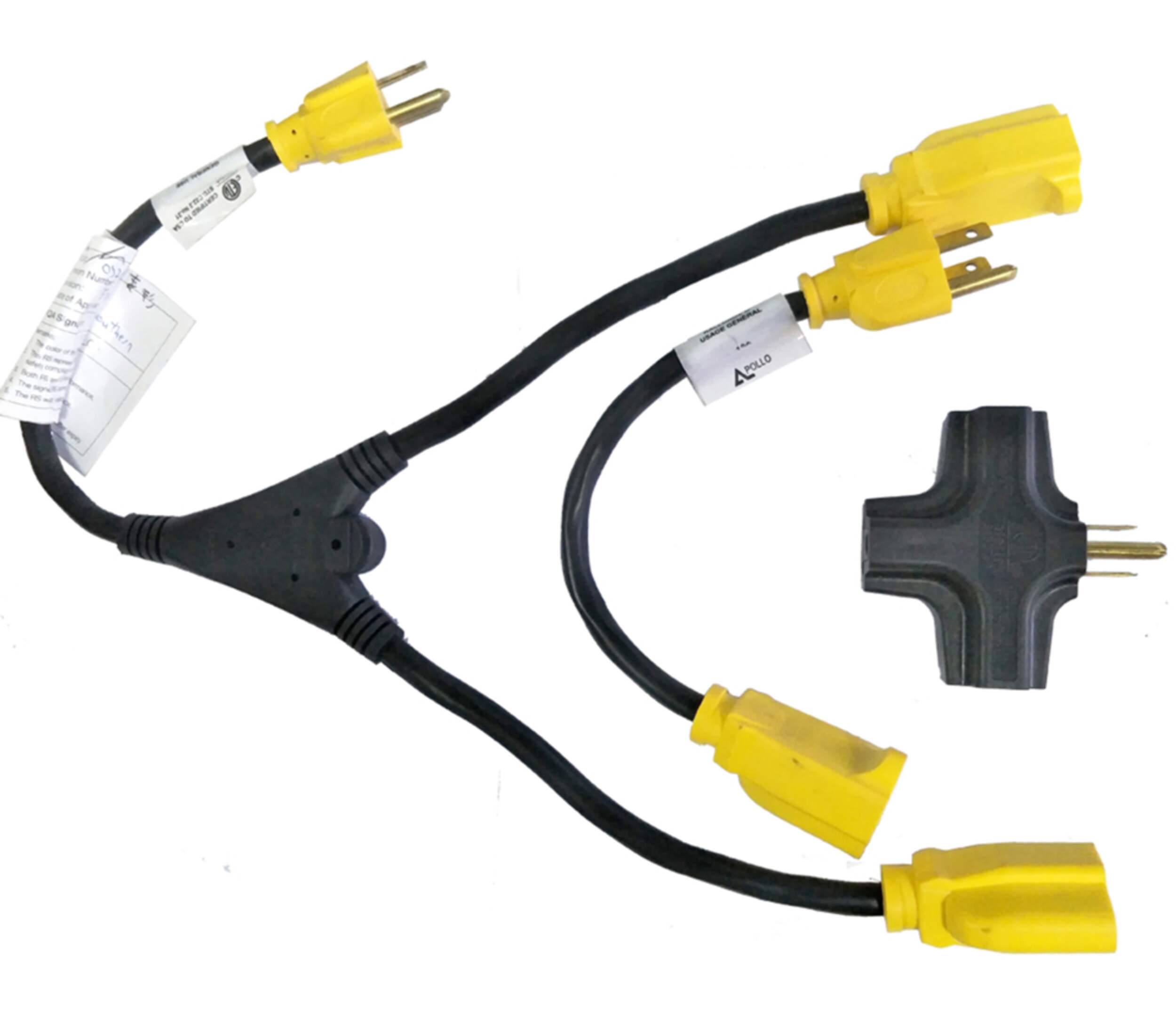 NOMA Extension Cord Adaptor Kit 3-pk, 6 Flexible Grounded Outlets, Y ...