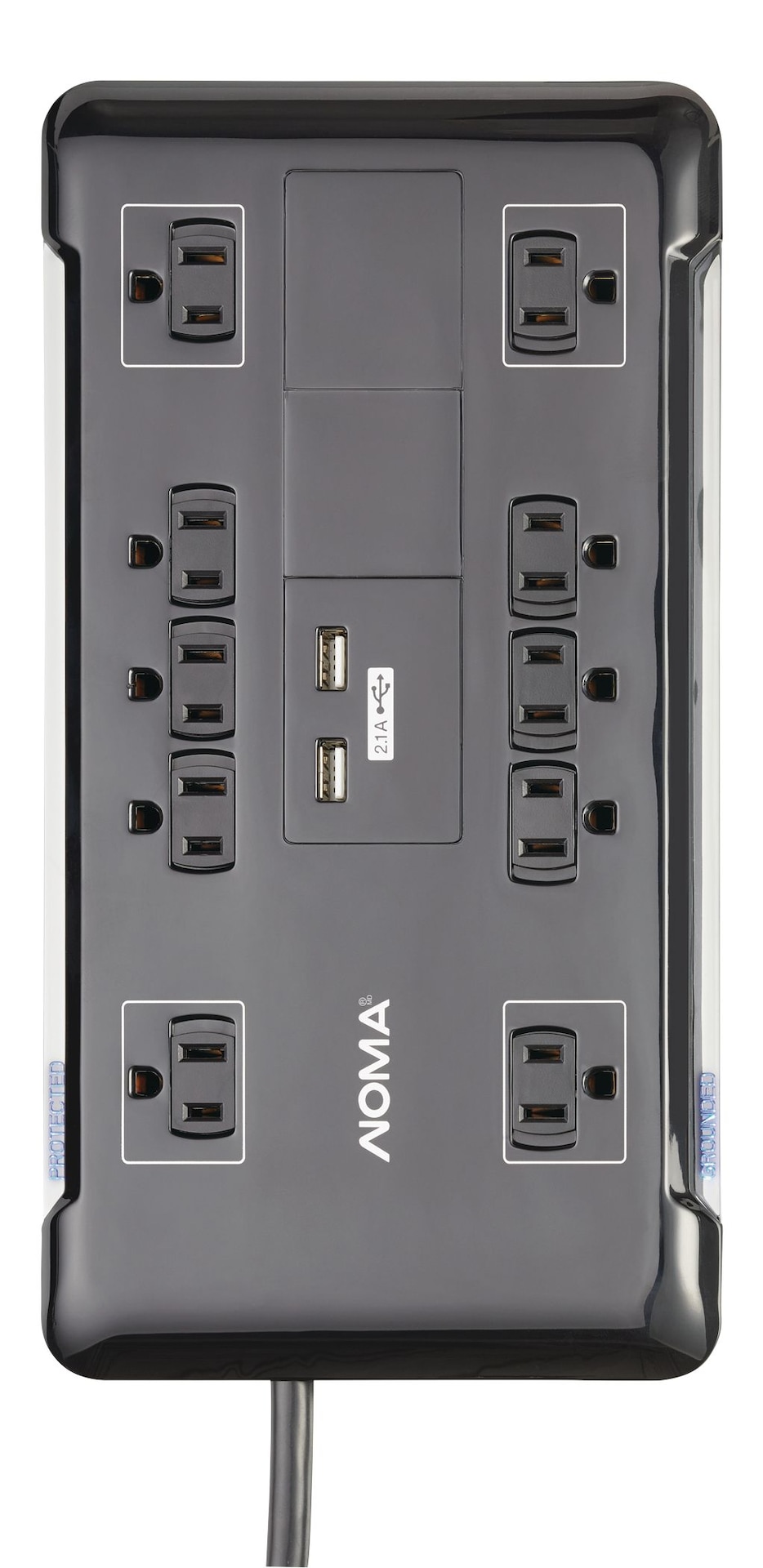 NOMA 10-Outlet and 2 USB Port Power Bar with Surge Protector, 4-ft Cord ...