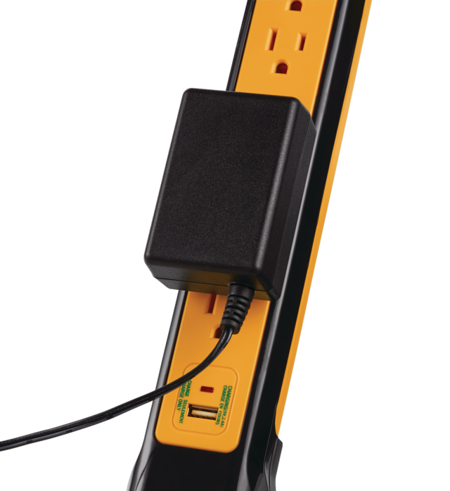 Mastercraft 6-Outlet and 1 USB Port Power Bar with 6-ft Cord, Yellow ...