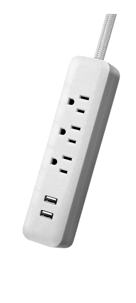 Globe 3-Outlet and 2 USB Port Power Bar with Surge Protector, 6-ft Cord ...