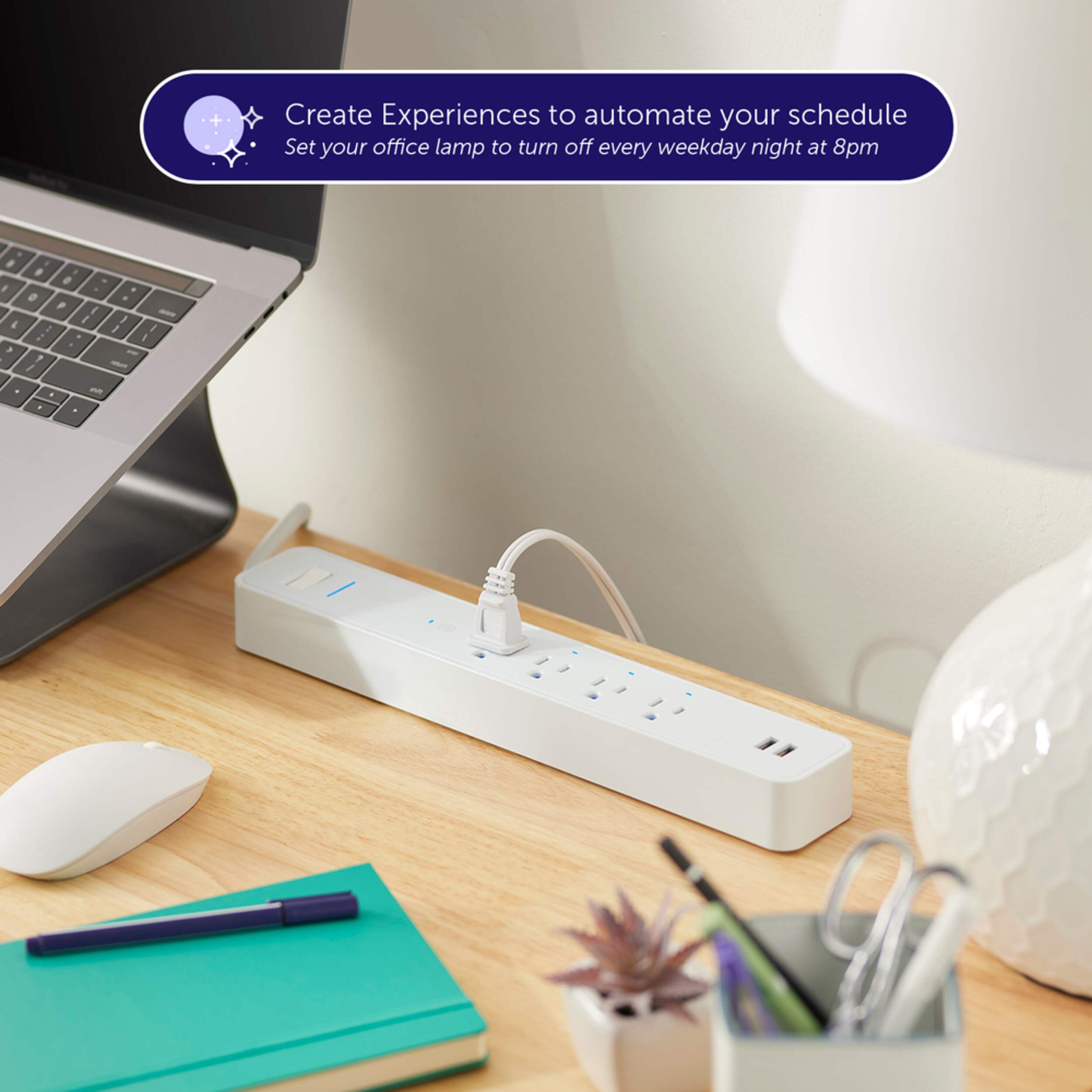 NOMA iQ 4-Outlet & 2 USB Port Smart Wifi Power Bar w/ Surge Protector ...