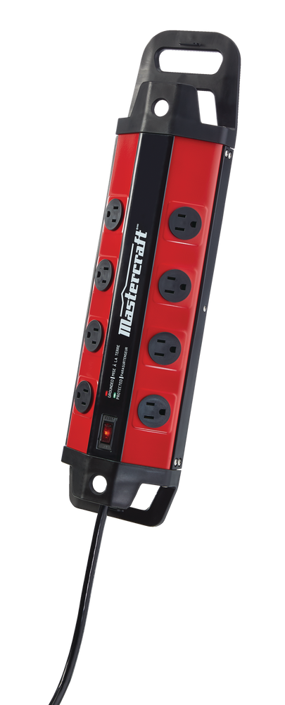 Mastercraft 8-Outlet Power Bar with Surge Protector, 4-ft Cord, 500 ...