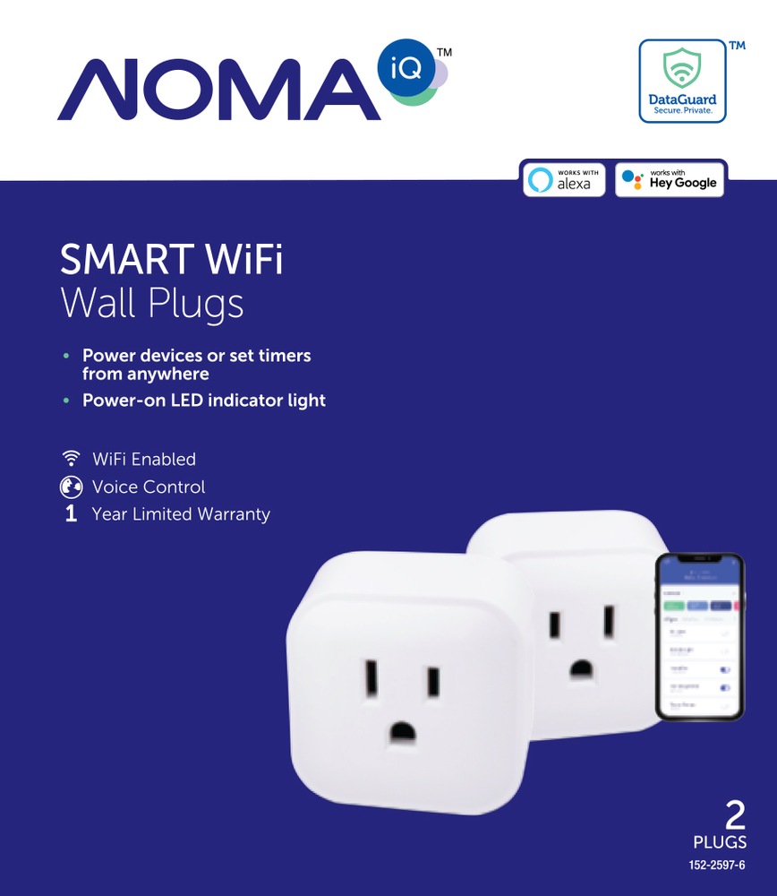 NOMA iQ Smart Wifi Outlet Plug, 2-pk, Compatible with Alexa and Google ...