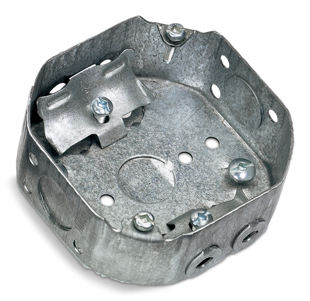 Boîte octogonale en acier Hubbell 54151KBAR avec vis de surélevage et concentrique, 4 po, 15 po3 ...