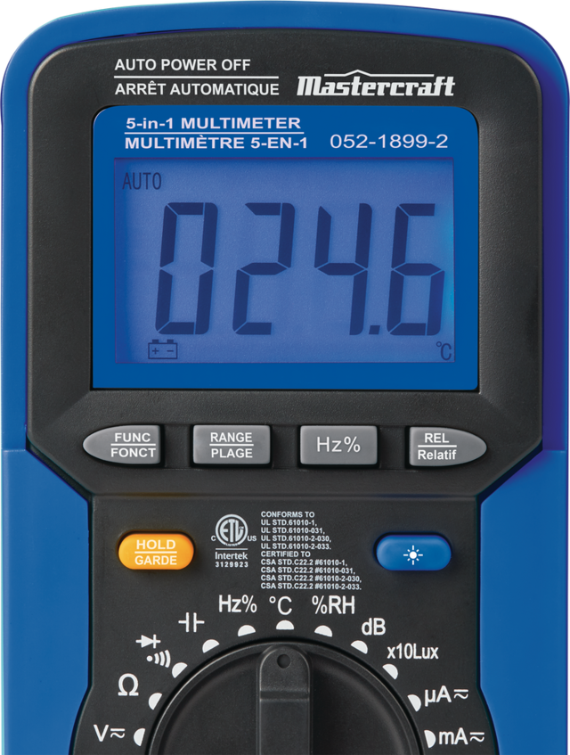 Mastercraft 5-in-1 Digital Multimeter, Measures AC/DC Voltage and ...