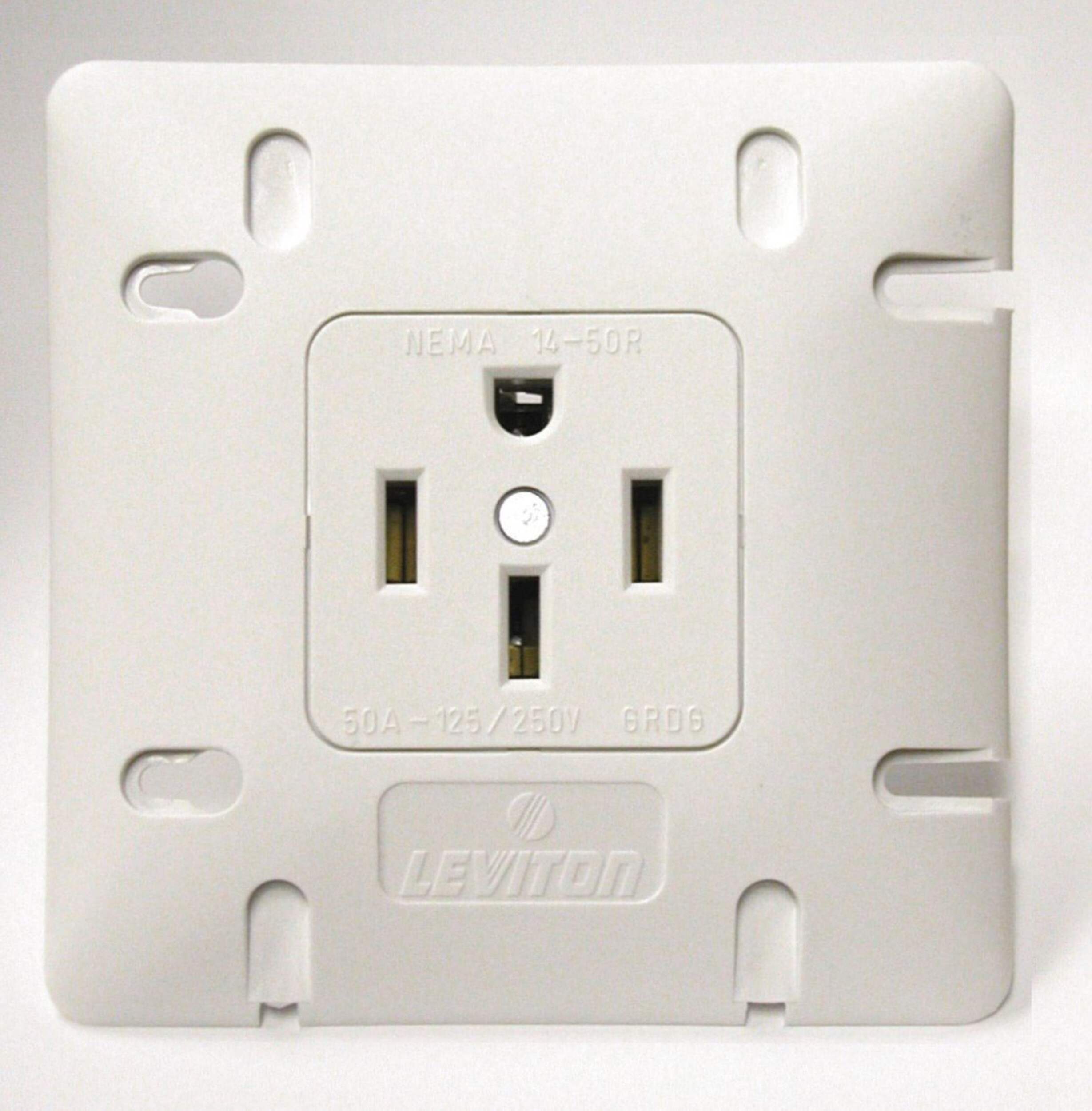 Leviton 01279-752 Flush Mount NEMA 14-50R Range Receptacle, 50A, 125 ...