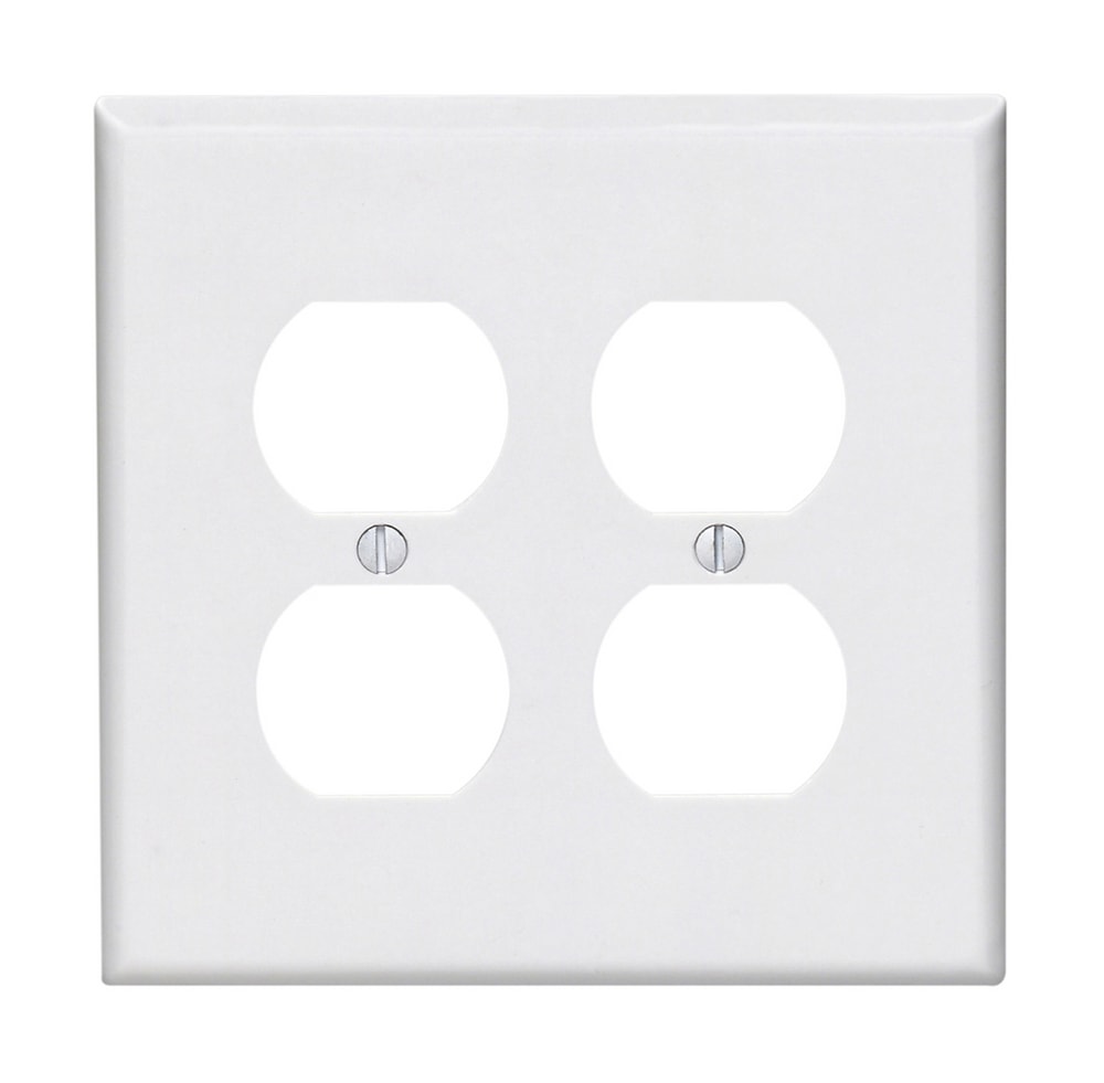 Duplex Device Receptacle Wallplate, 2 Gang, Midway Size, White ...