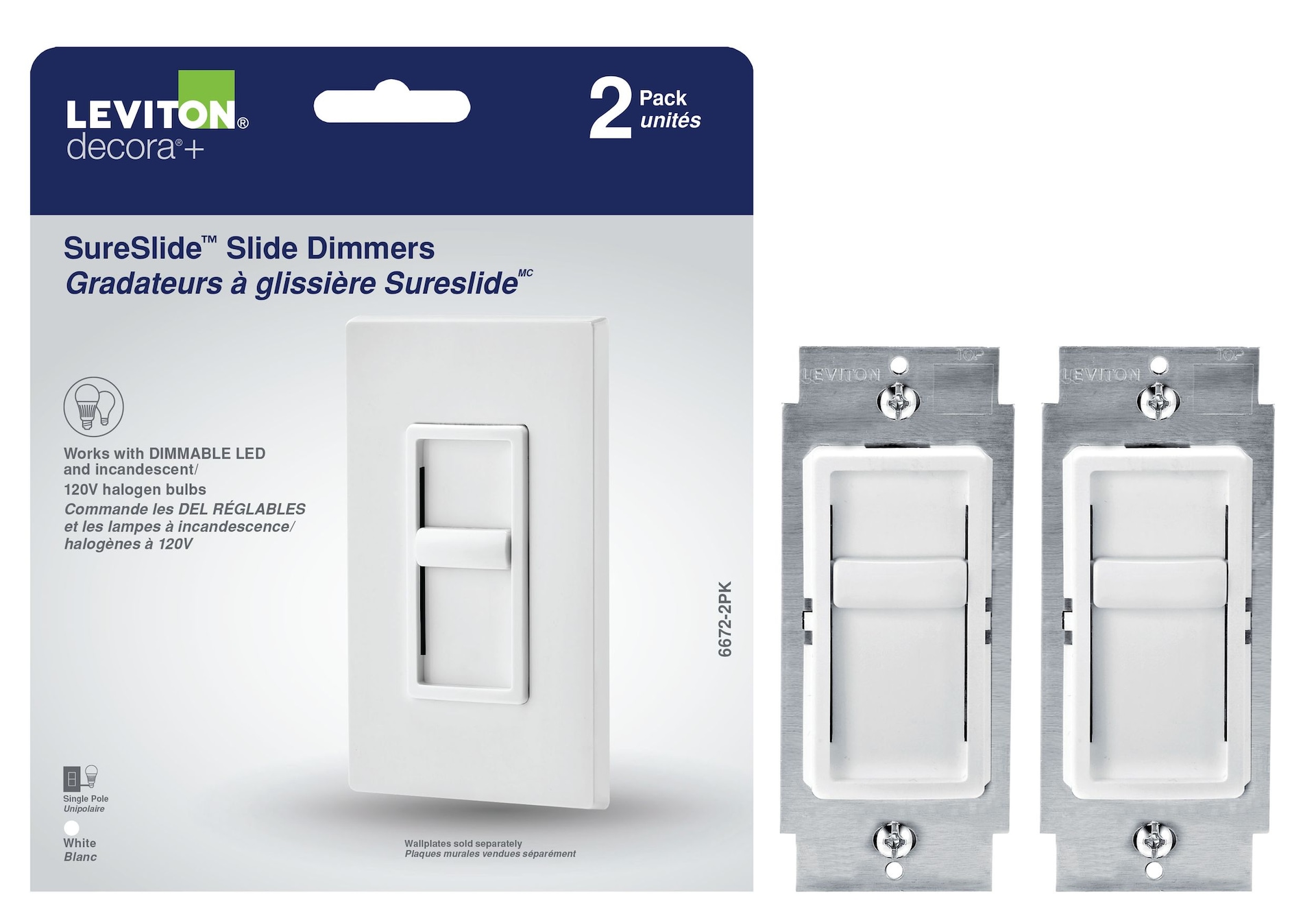 Levtion Decora SureSlide Universal Dimmer Switch, 2-pk, White ...