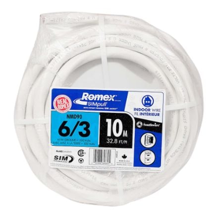Southwire 6/3 NMD90 10M Romex SIMpull Electrical Wire, White | Canadian ...