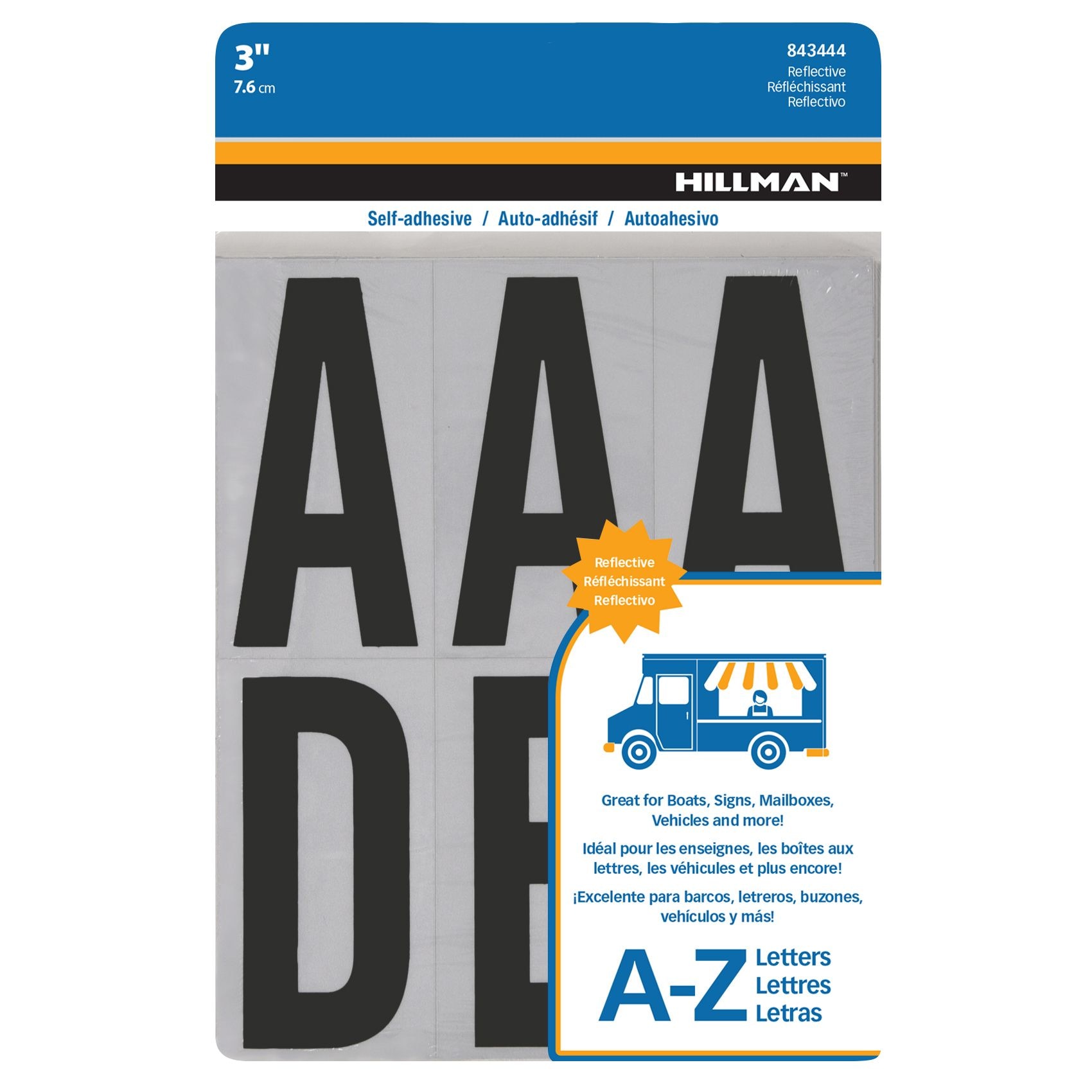 Hillman Adhesive Letter Pack, Reflective, Black & Silver, 3-in ...