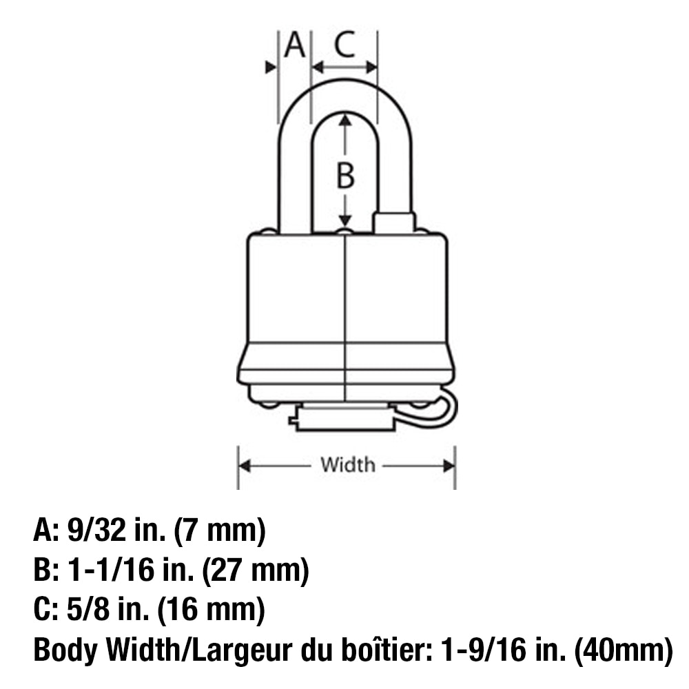Master Lock 40mm-Wide Covered Laminated Steel Keyed Padlocks with 27mm ...