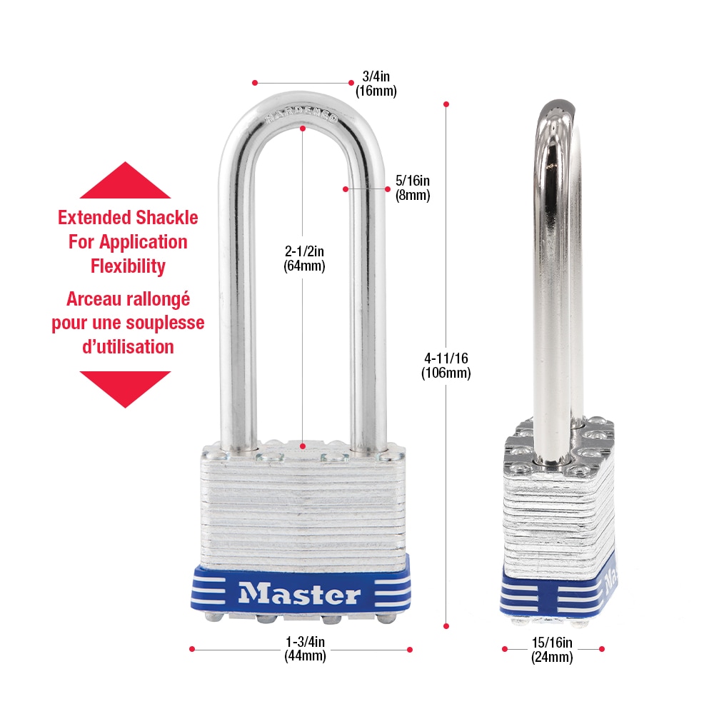 Master Lock 44mm-Wide Laminated Steel Keyed Padlock with 64mm Shackles ...