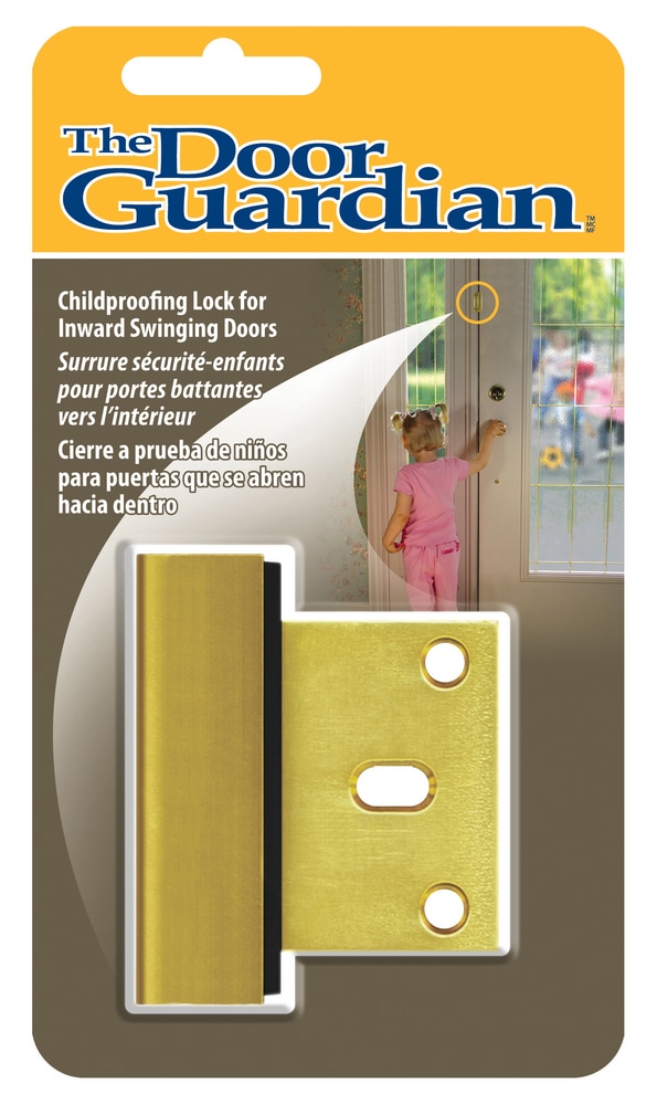 The Door Guardian Child Proof Lock for Inwards Swinging Door, Brass ...