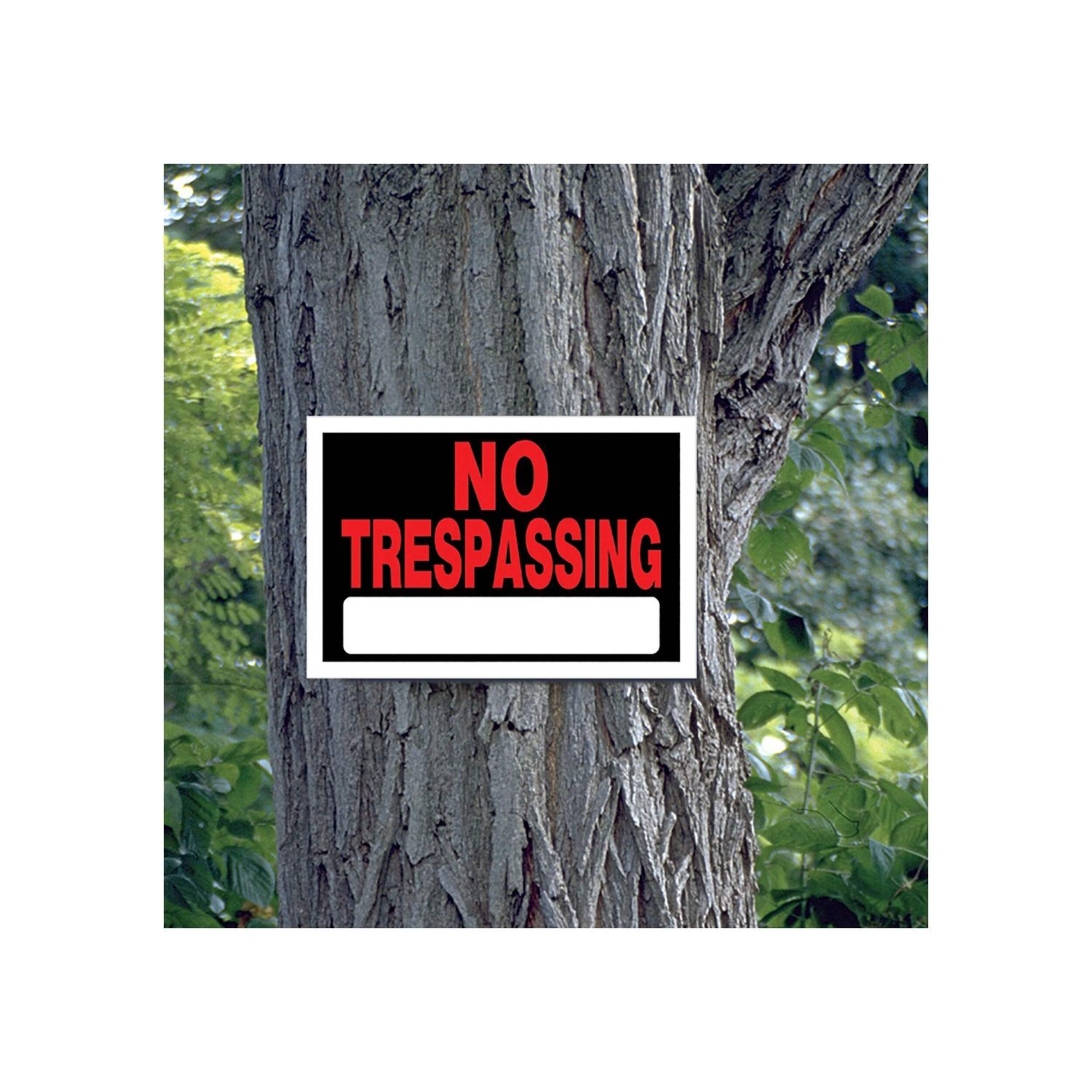 Hillman Self Adhesive No Trespassing Sign 8 X 12 In Blackredwhite