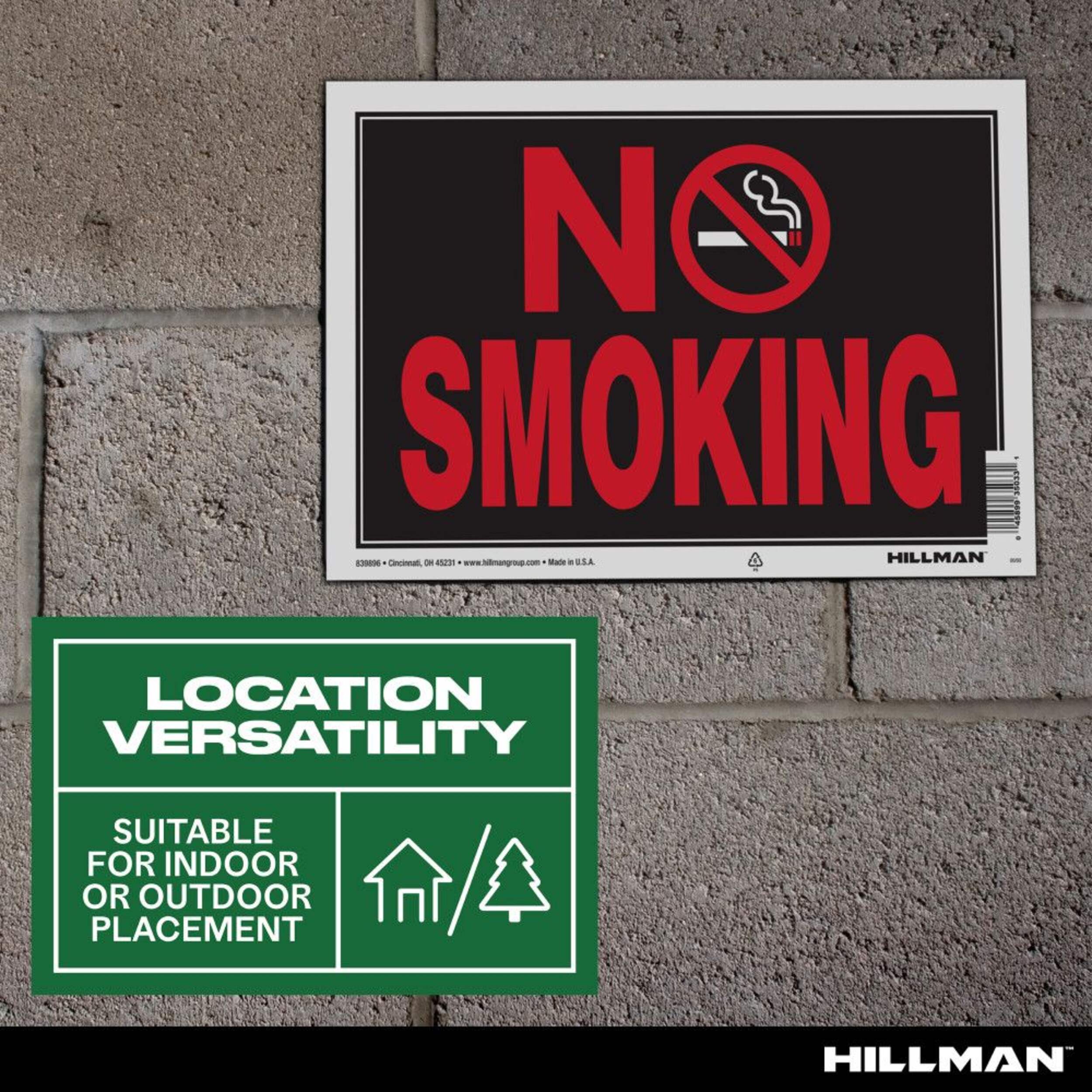Hillman Self-Adhesive No Smoking Sign, 8 x 12-in, Black/Red/White ...