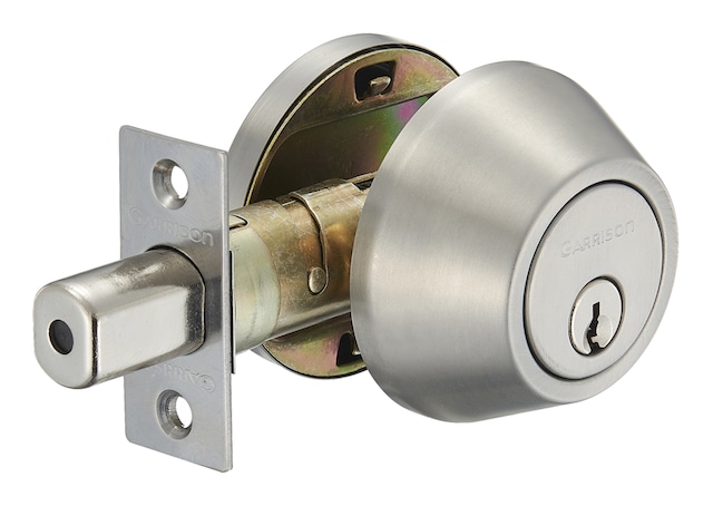 Garrison Single-Cylinder Round Deadbolt Door Lock, Stainless-Steel ...