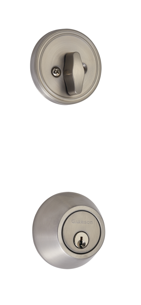 Garrison Single-Cylinder Round Deadbolt Door Lock, Stainless-Steel ...
