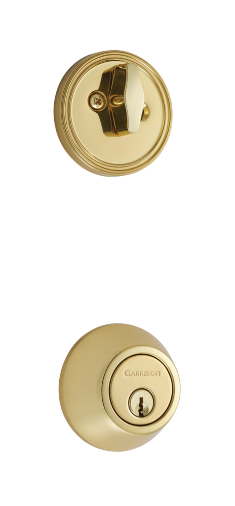 Garrison Single-Cylinder Round Deadbolt Door Lock, Polished Brass ...