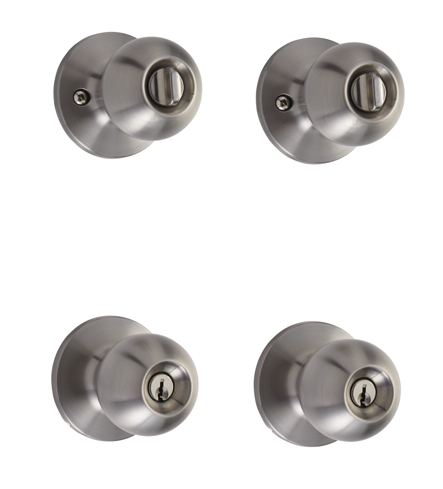 Garrison Keyed Ball Twin Door Knob Lock Set, Stainless-Steel | Canadian ...