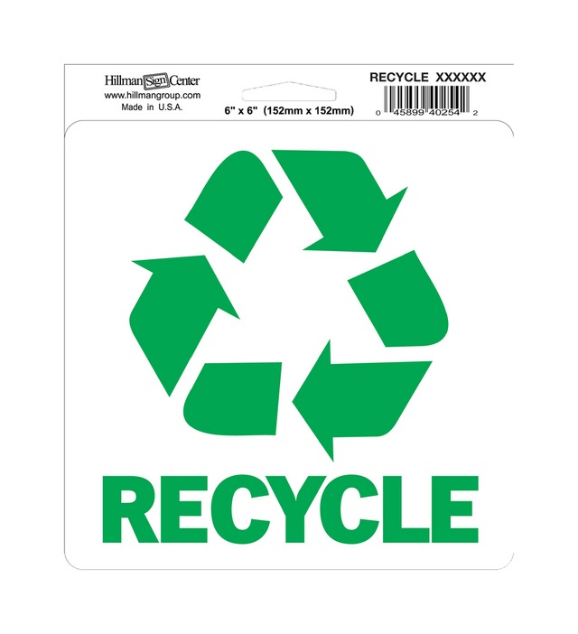 Hillman Self-Adhesive Recycle Sign, 6 x 6-in, White/Green | Canadian Tire