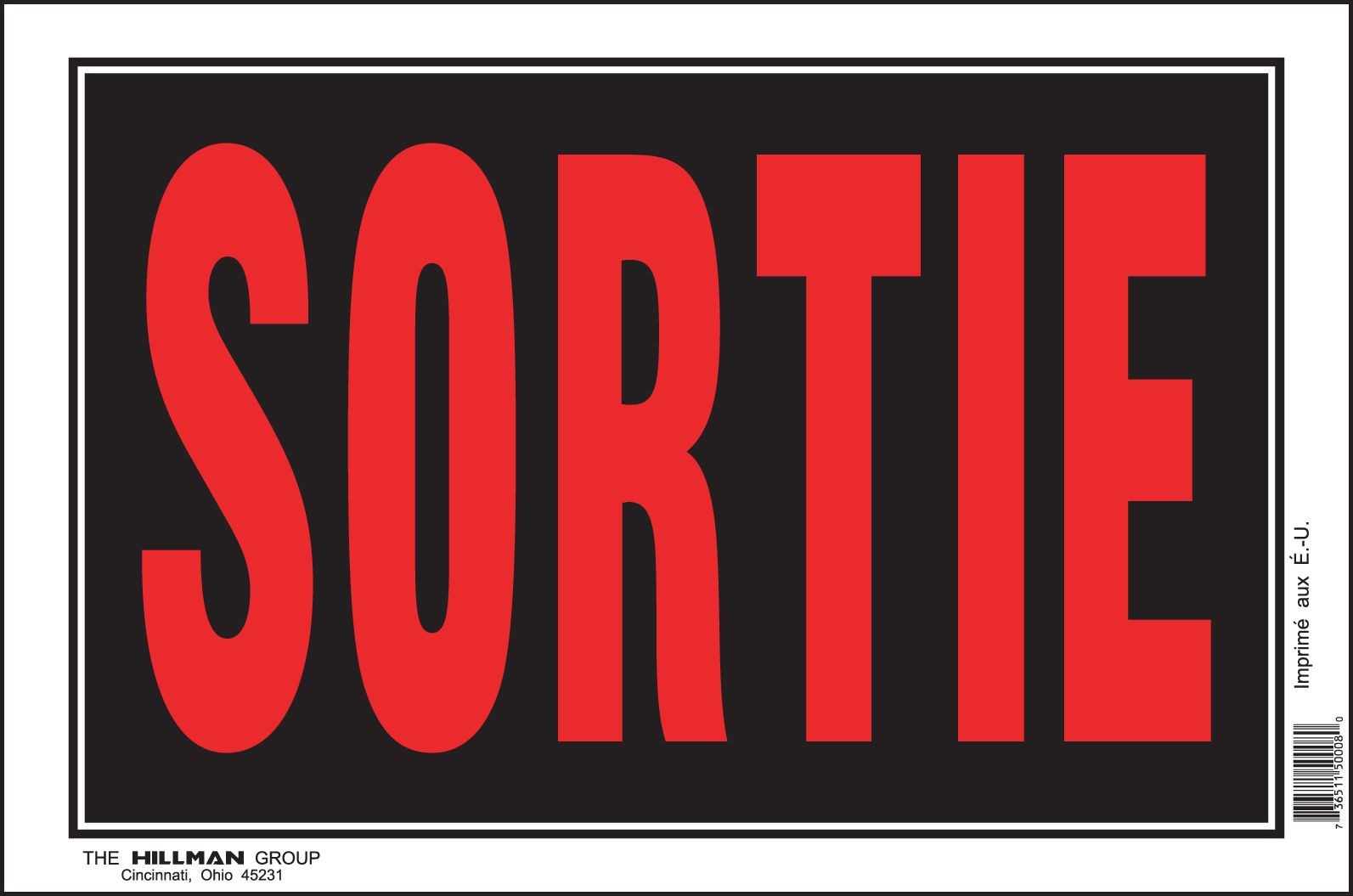 Affiche Sortie auto-adhésive Hillman, français, 9 x 12 po, noir/rouge ...