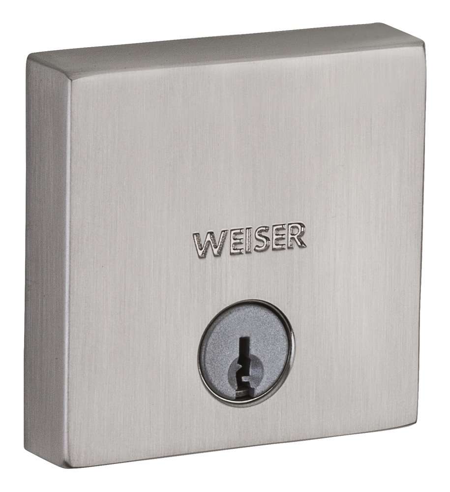 Weiser Downtown Single-Cylinder Square Deadbolt Door Lock, Satin Nickel ...