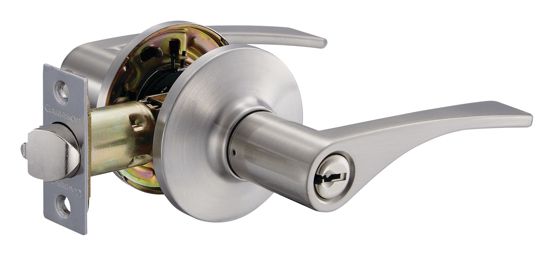 Garrison Victory Entry Keyed Door Lever Lock Set, Satin Nickel ...