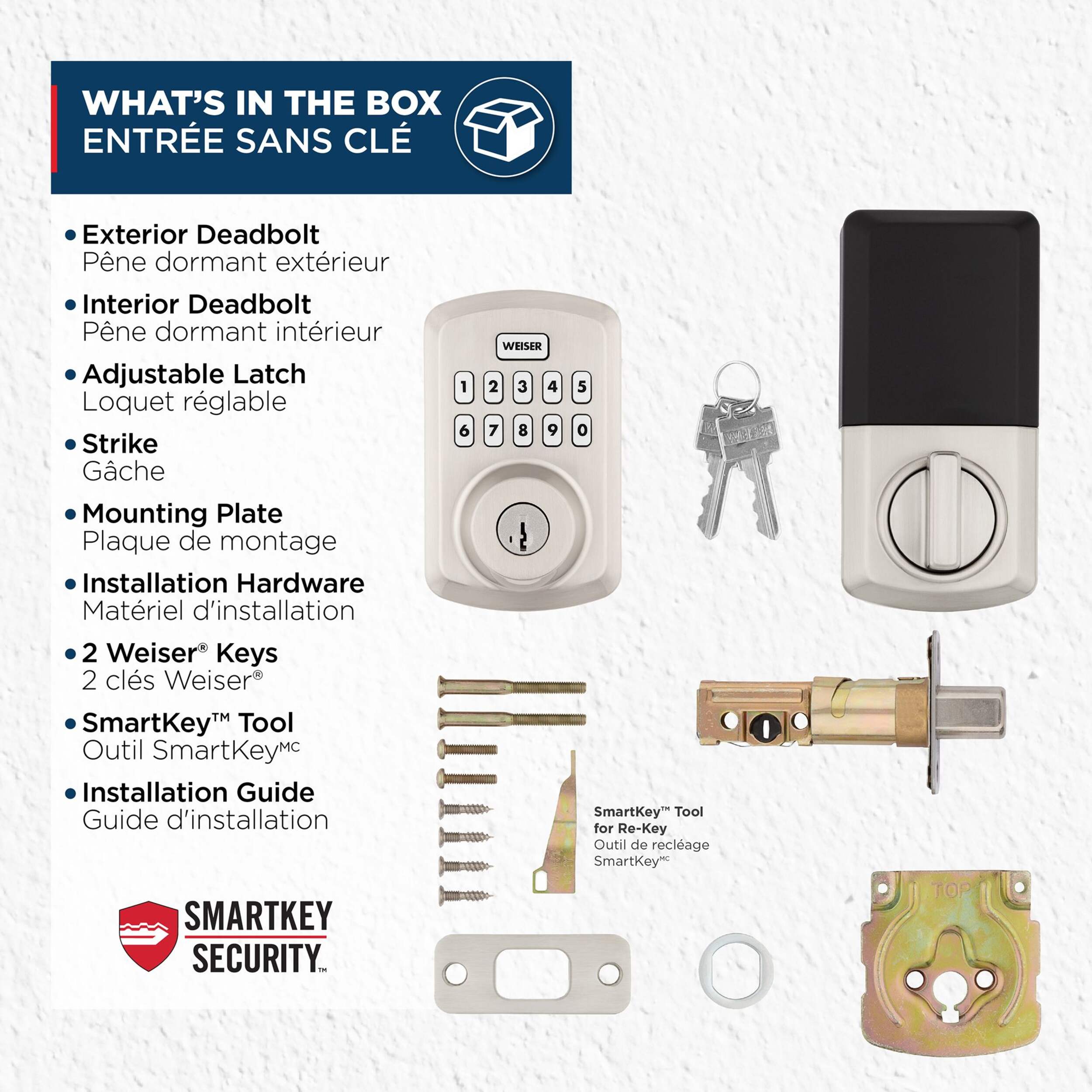 Weiser Powerbolt 3 Electronic Deadbolt Door Lock with SmartKey, Satin ... Weiser Powerbolt 3 Electronic Deadbolt Door Lock with SmartKey, Satin ...