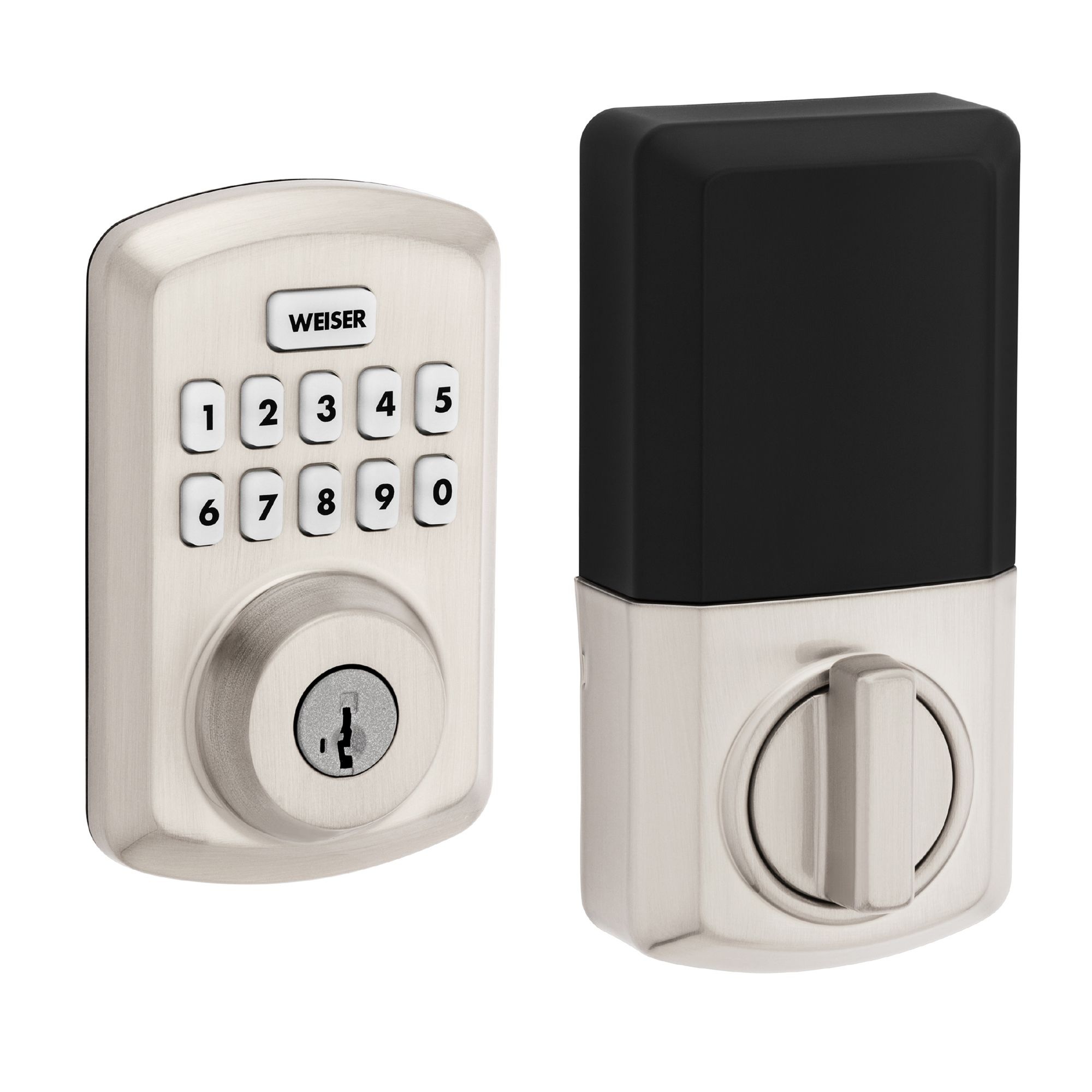 Weiser Powerbolt 3 Electronic Deadbolt Door Lock with SmartKey, Satin ...