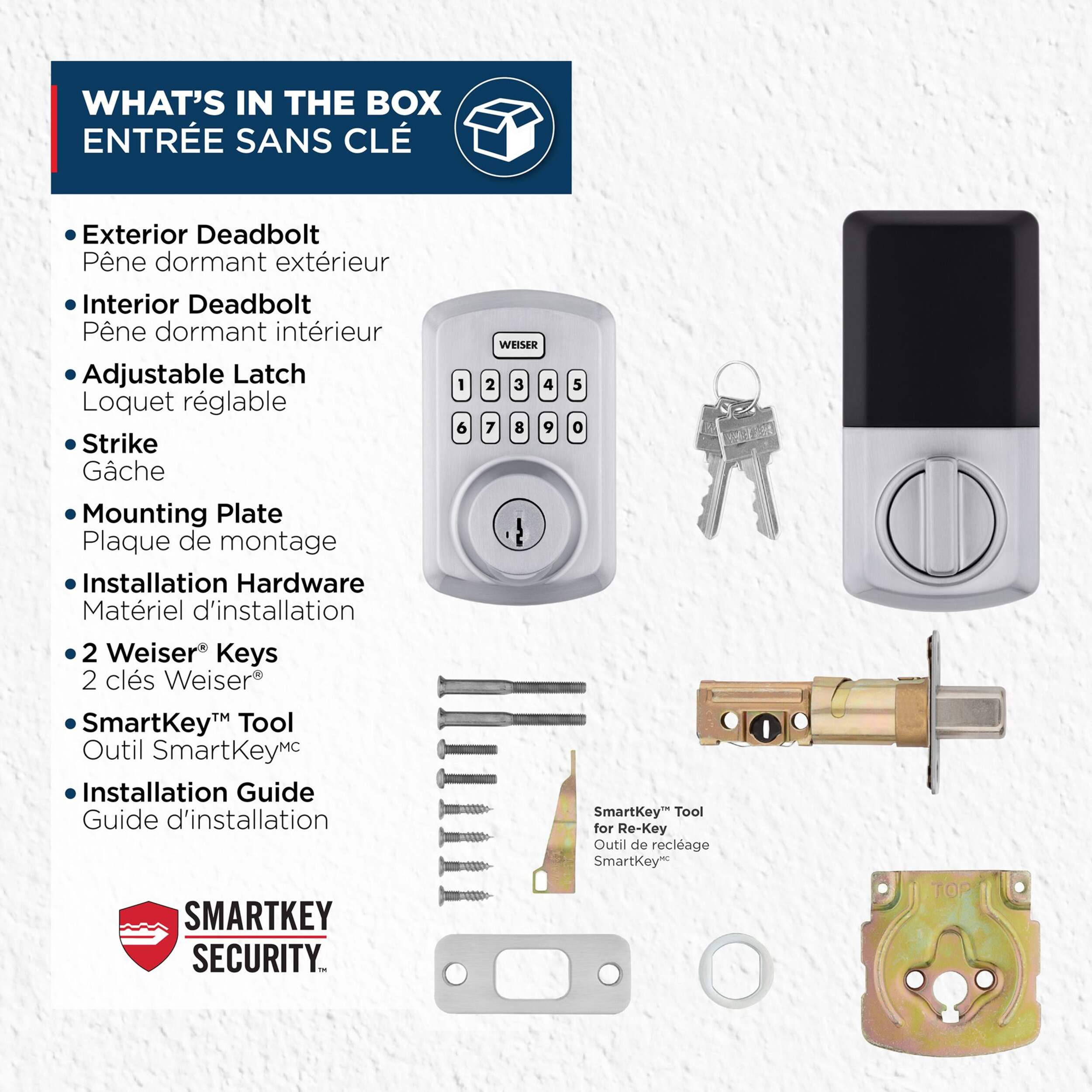 Weiser Powerbolt 3 Electronic Deadbolt Door Lock with SmartKey, Satin ... Weiser Powerbolt 3 Electronic Deadbolt Door Lock with SmartKey, Satin ...