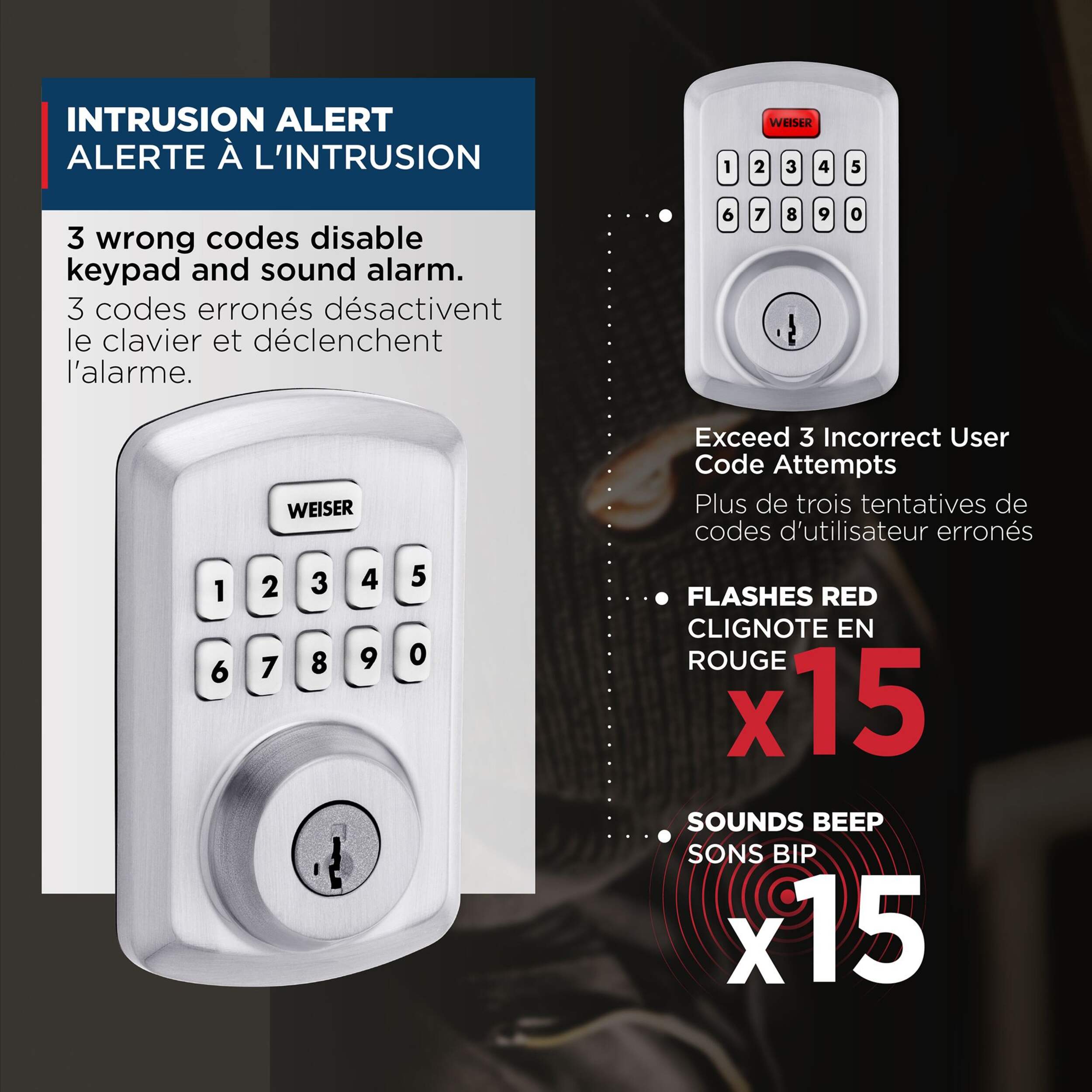 Weiser Powerbolt 3 Electronic Deadbolt Door Lock with SmartKey, Satin ... Weiser Powerbolt 3 Electronic Deadbolt Door Lock with SmartKey, Satin ...