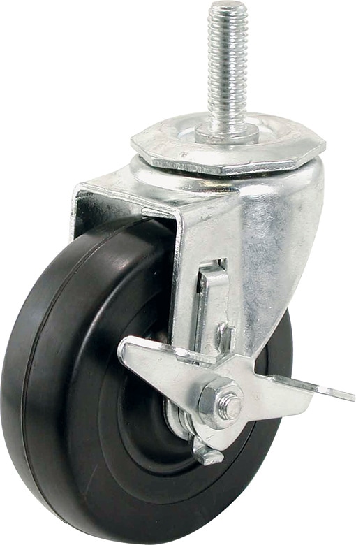 Shepherd Hardware Thread Stem Single Rubber Caster with Brake, 90-lb ...