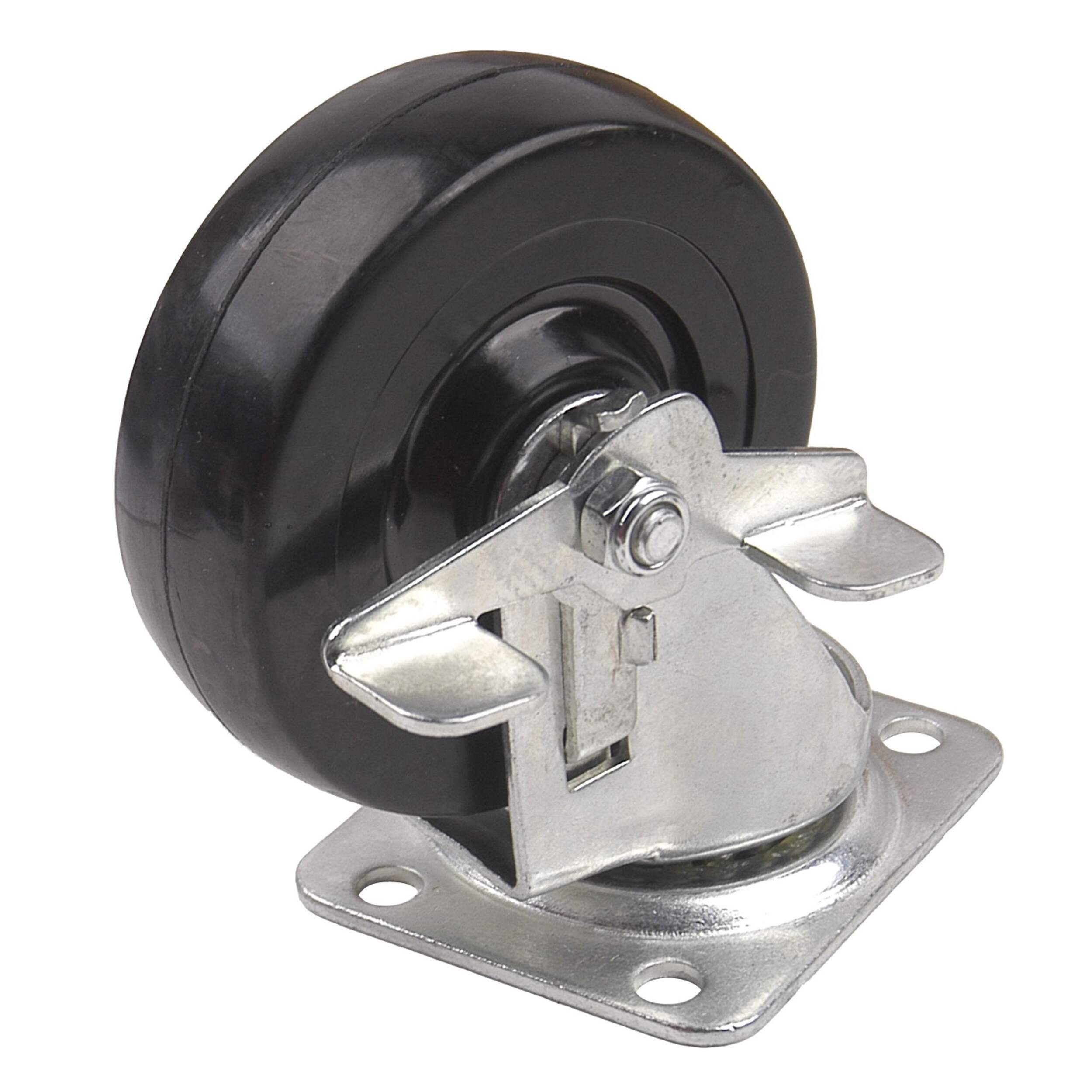 Shepherd Hardware Heavy Duty Rubber Swivel Caster with Brake, 225-lb ...