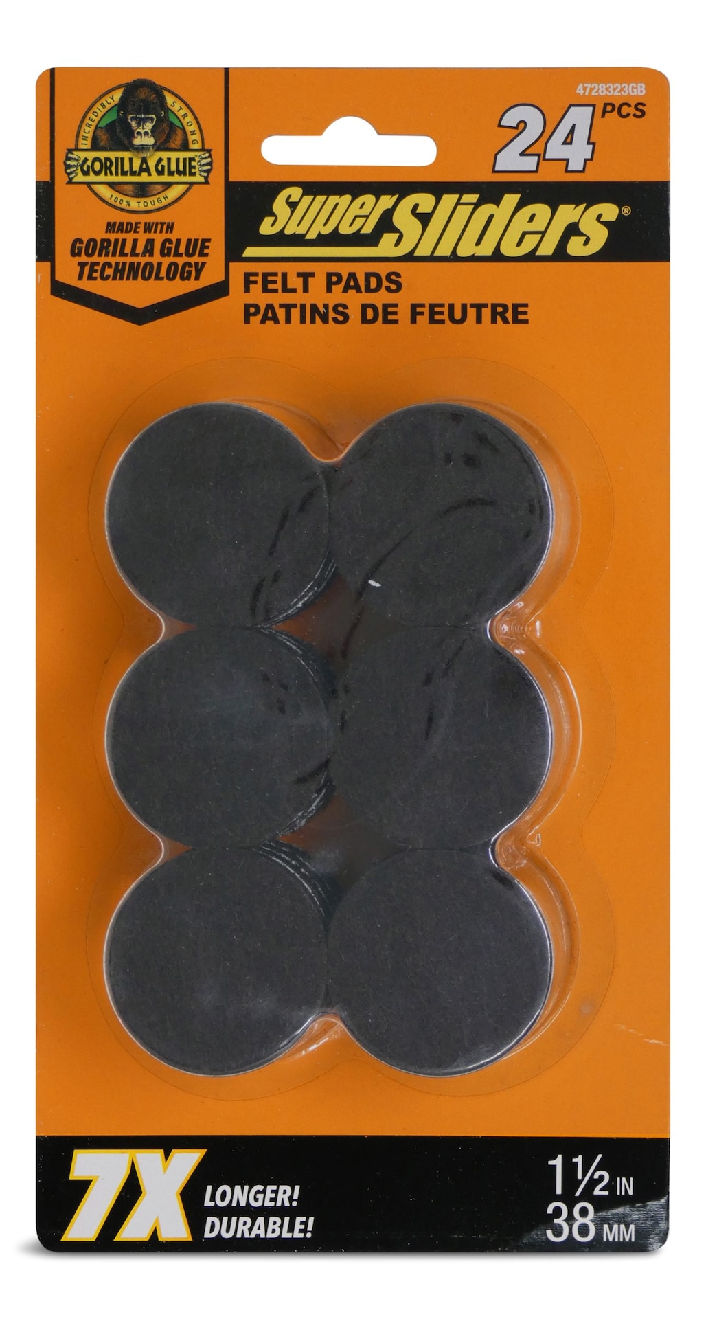 Super Sliders Felt Pads with Gorilla Glue, Brown, 0.5-in, 24-pk ...