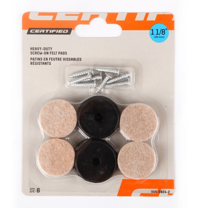 Round Heavy Duty Screw-On Felt Pads, Surface Protection, 1-1/8-in ...