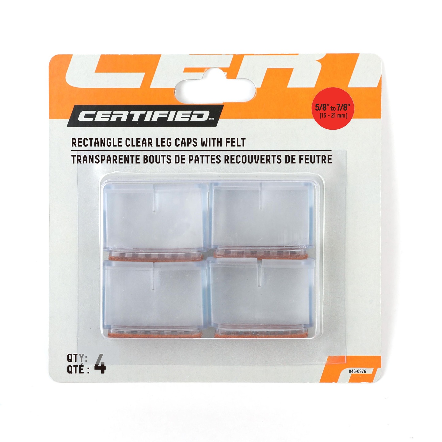 Certified Rectangle 16-21MM Clear Leg Caps with Felt, 4-pk | Canadian Tire
