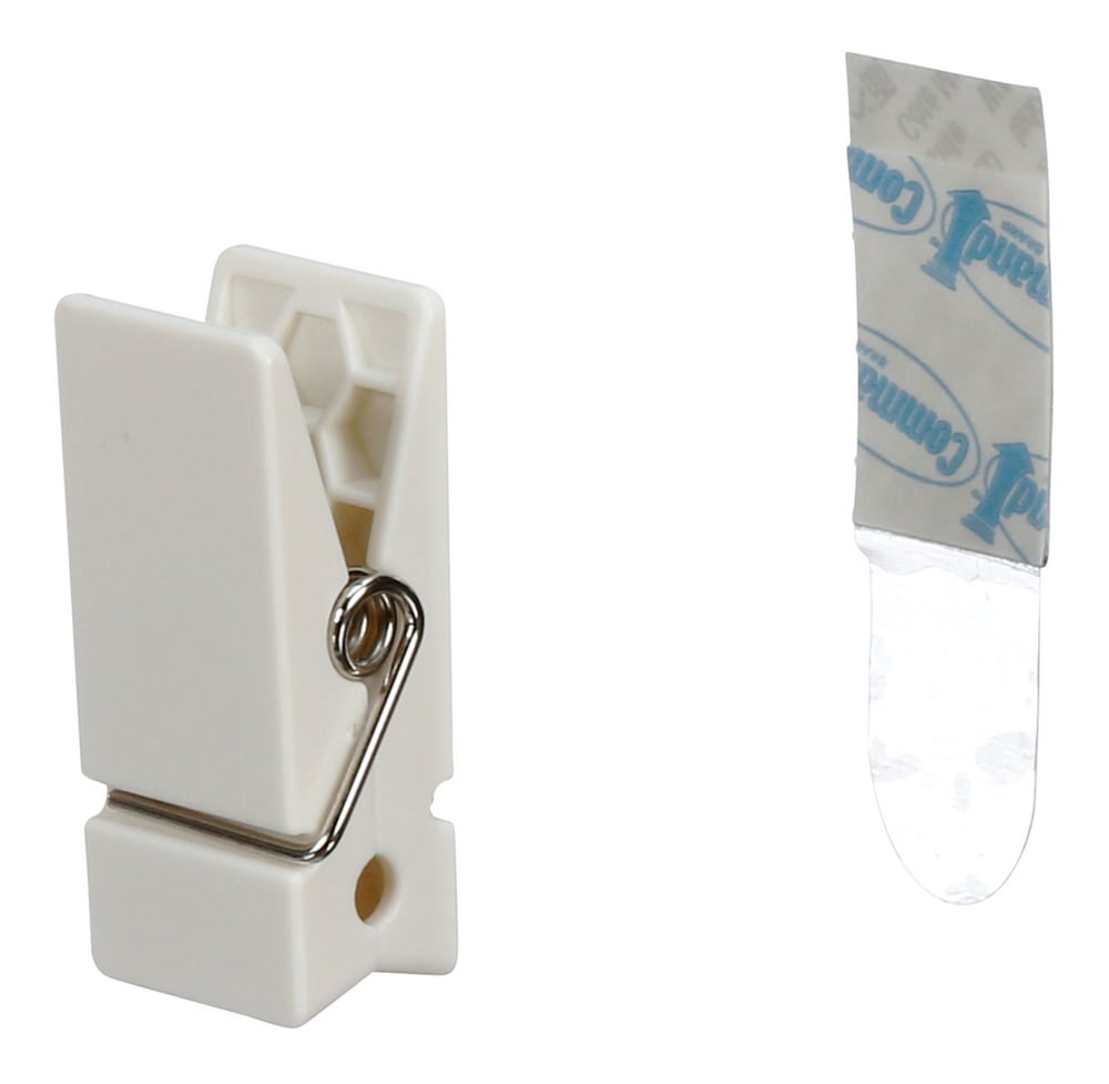 Command Small Quartz Spring Clips with Clear Adhesive Strips, White, 3 ...