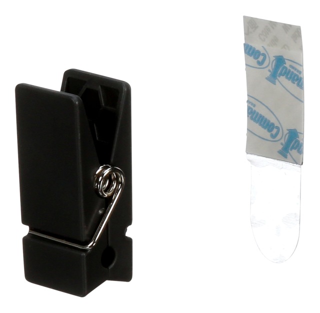 Command Small Slate Spring Clips with Adhesive Strips, Black, 3-pk ...