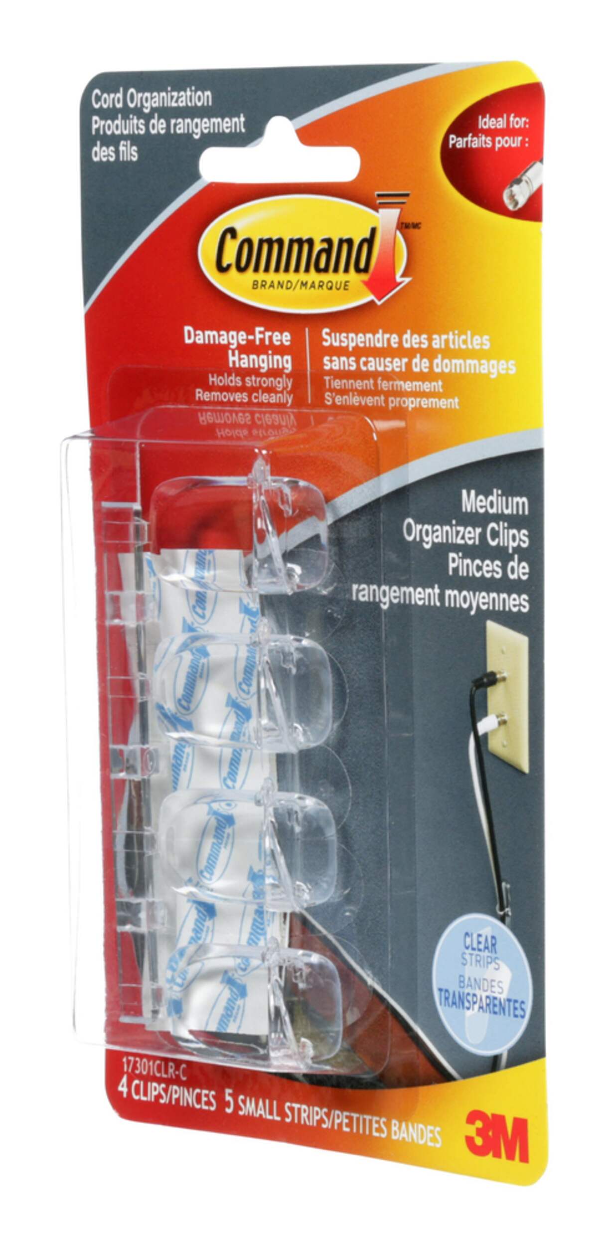 Command Medium Cord Organizer Clips, Clear, 4-pk | Canadian Tire