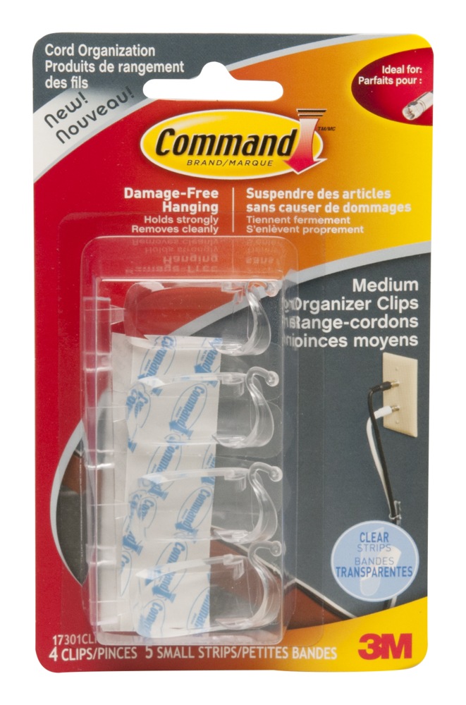 Command Medium Cord Organizer Clips, Clear, 4-pk | Canadian Tire