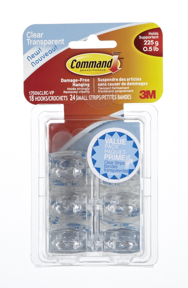 Command Mini Clear Hooks and Strips, For Variety Surfaces, 0.5-lb ...