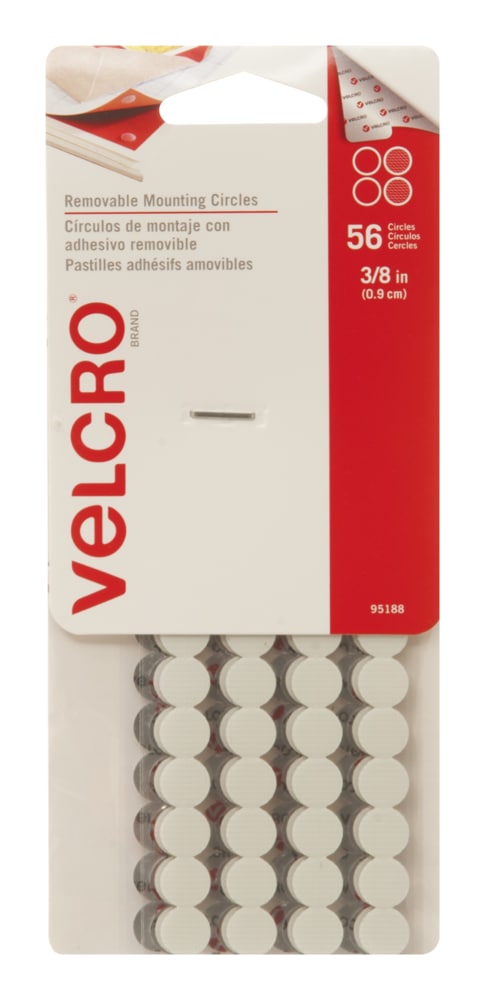 Velcro Removeable Adhesive Peel and Stick Mounting Circles, White, 3/8 ...