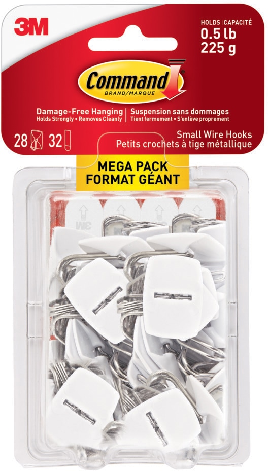 Command Small Utensils Wire Hooks Mega Pack with Adhesive Strips, White ...