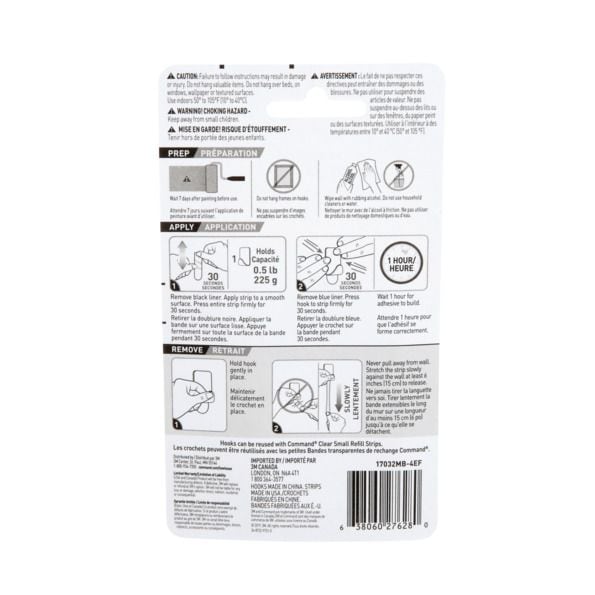 Command Small Decorative Hooks with Adhesive Strips, Matte Black, 0.5 ...