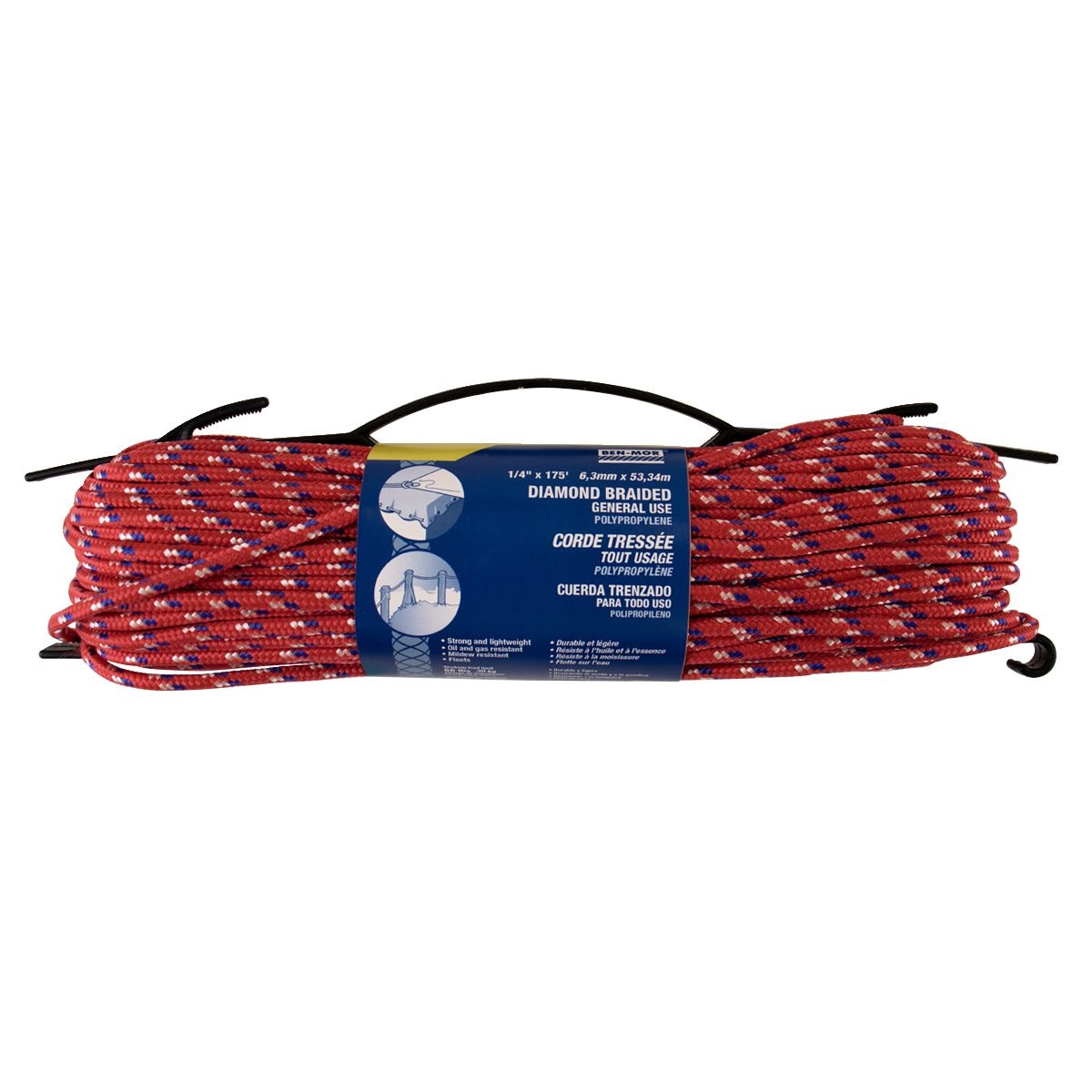 Ben-Mor Utility Multi-Purpose Braided Rope, Strong and Flexible, 1/4-in ...