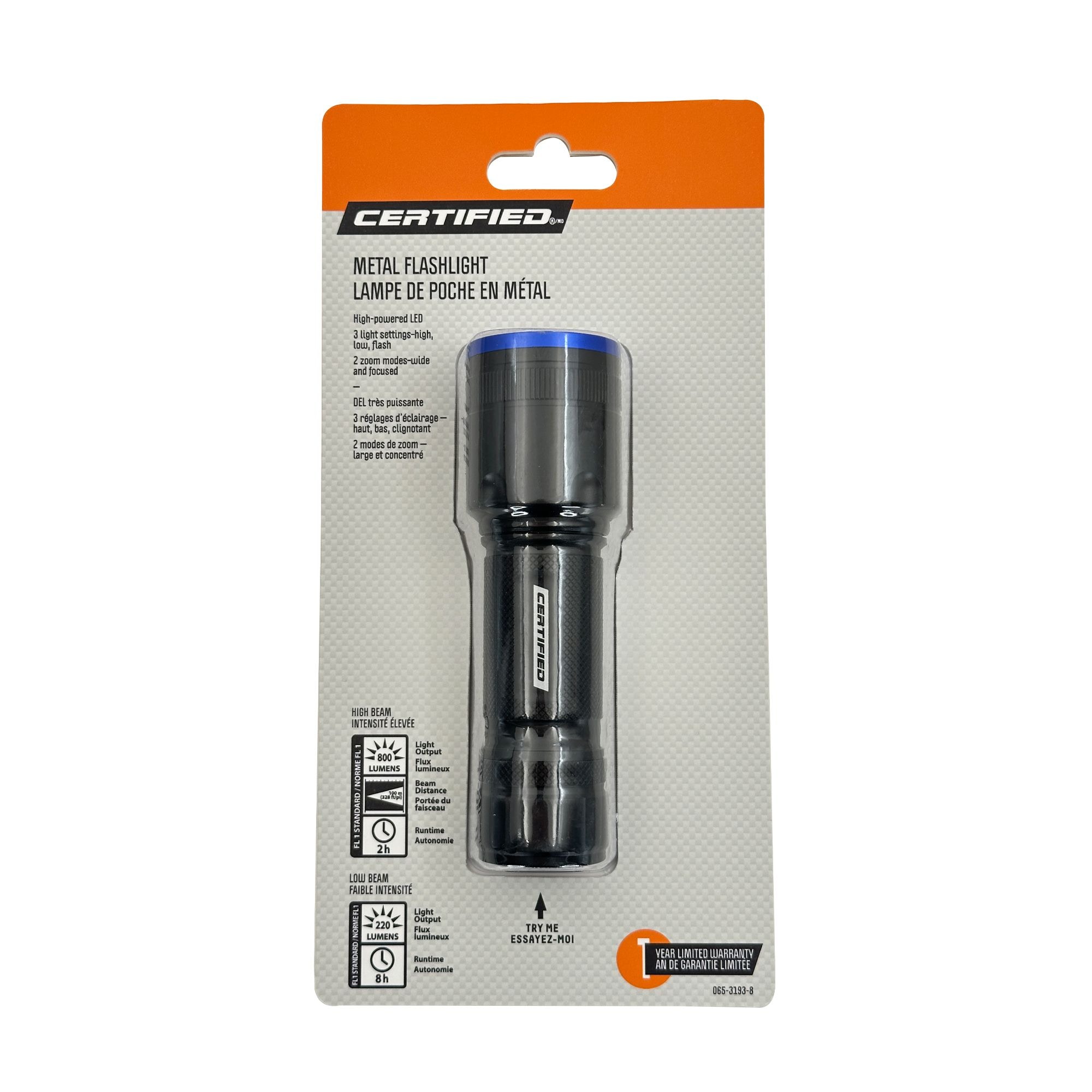 Certified 800L Flashlight with 4xAAA NOMA battery included | Canadian Tire